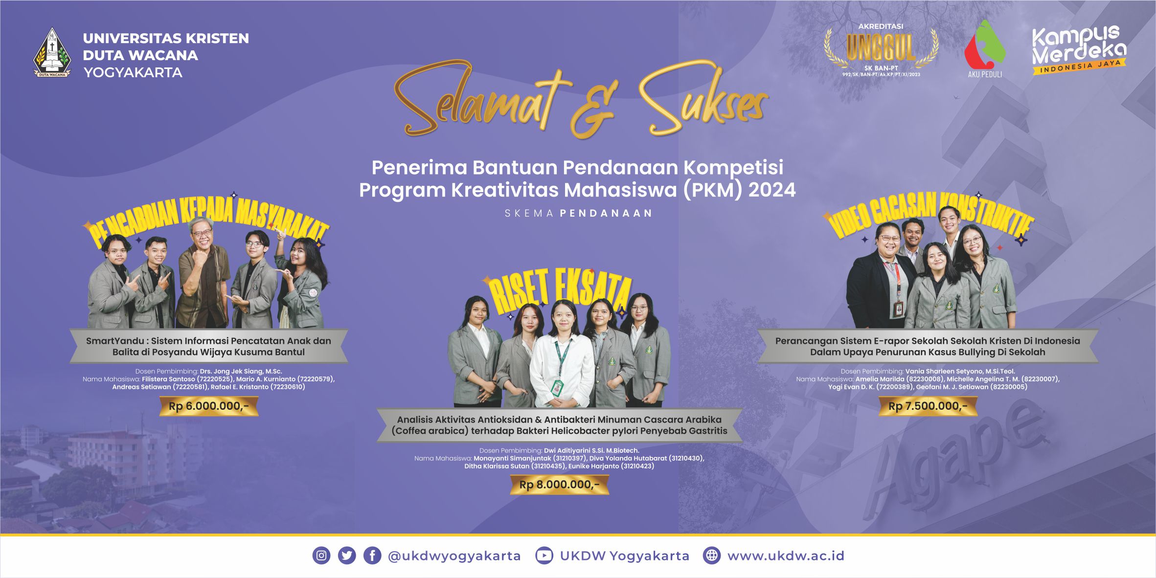 Three UKDW Teams Secure 2024 PKM Funding for Innovative Projects | Duta ...