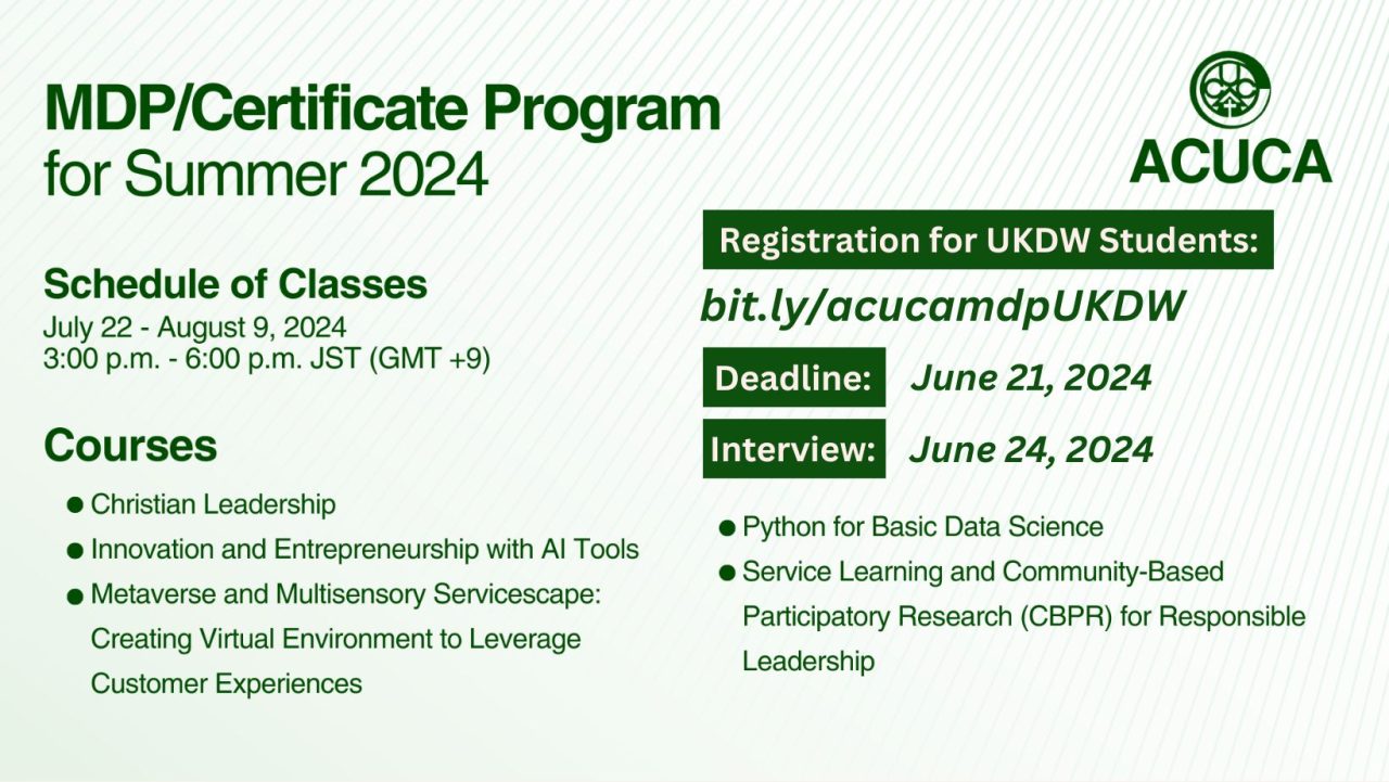 [Call for Application] ACUCA Micro Degree Program (MDP) – Summer 2024 ...